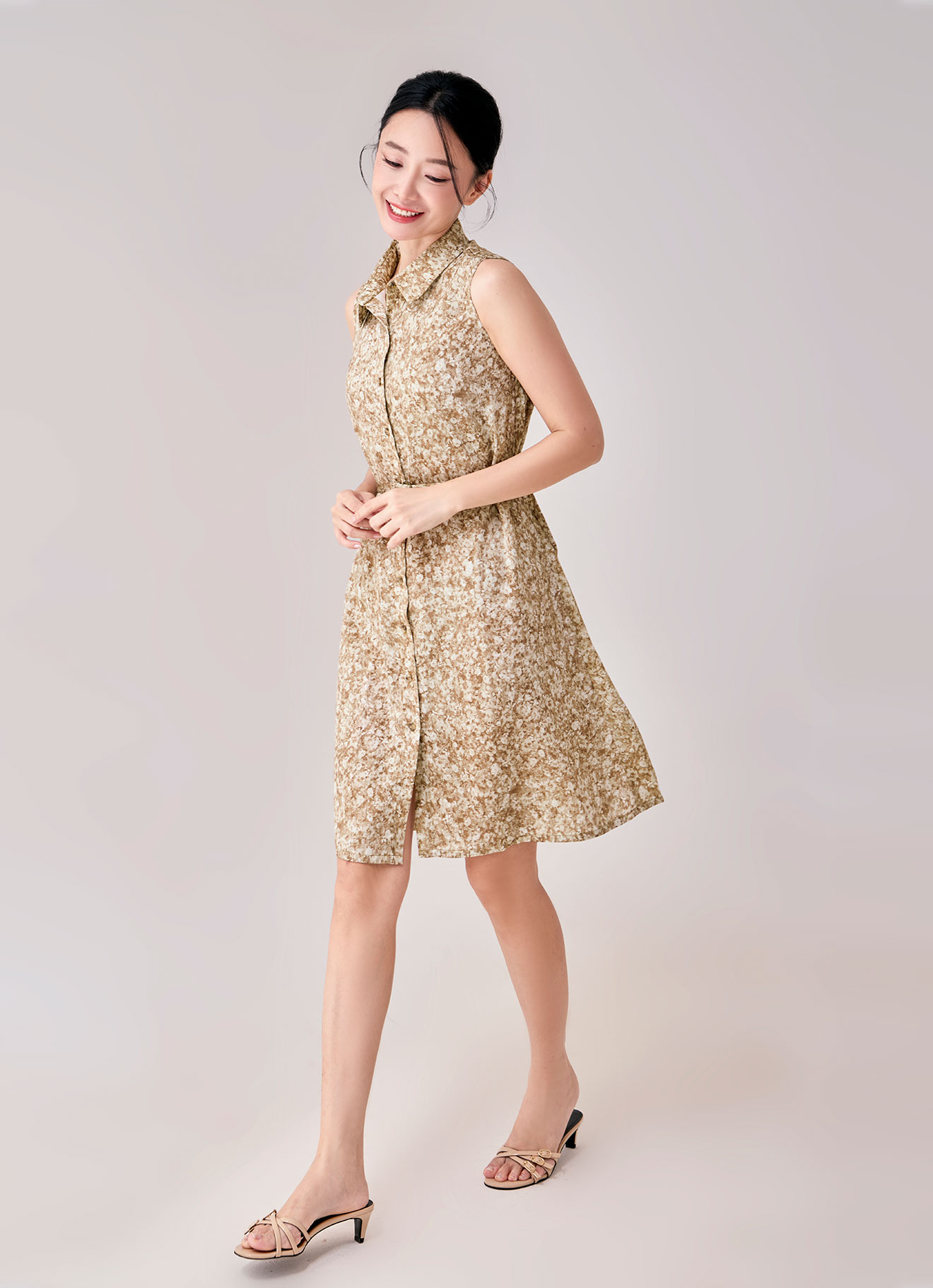 Sleeveless Dress with Belt | Escort